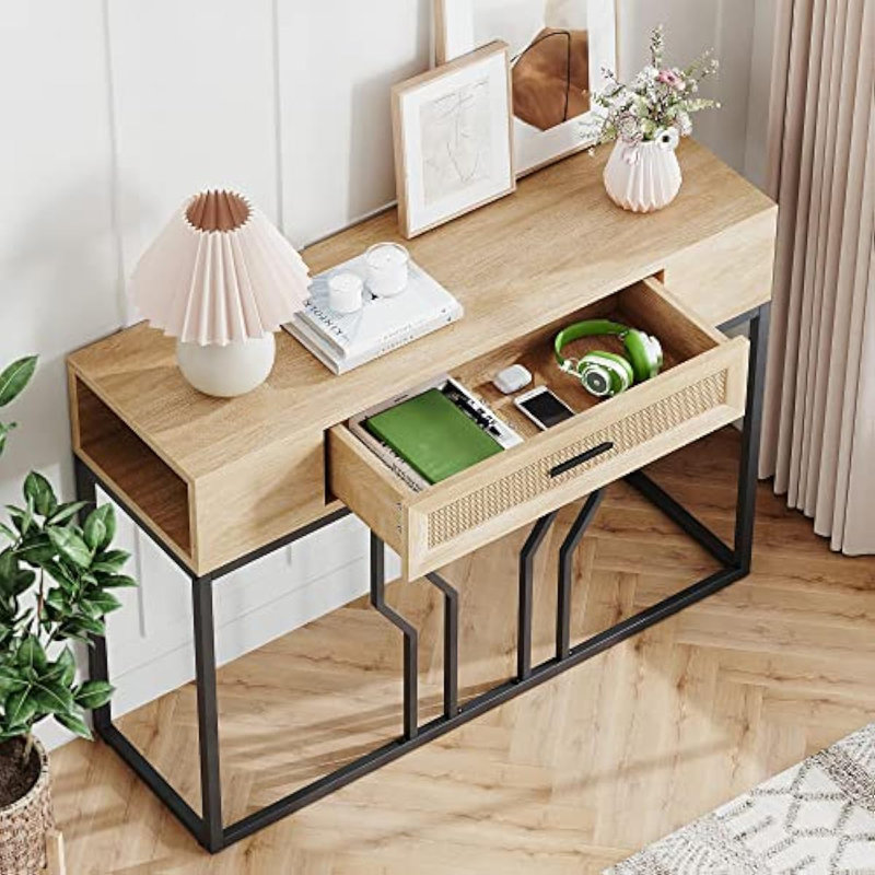 Narrow rattan console table store